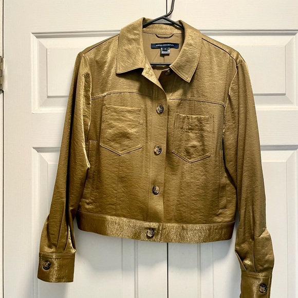 French Connection | Jackets & Coats | French Connection Metallic Gold ...